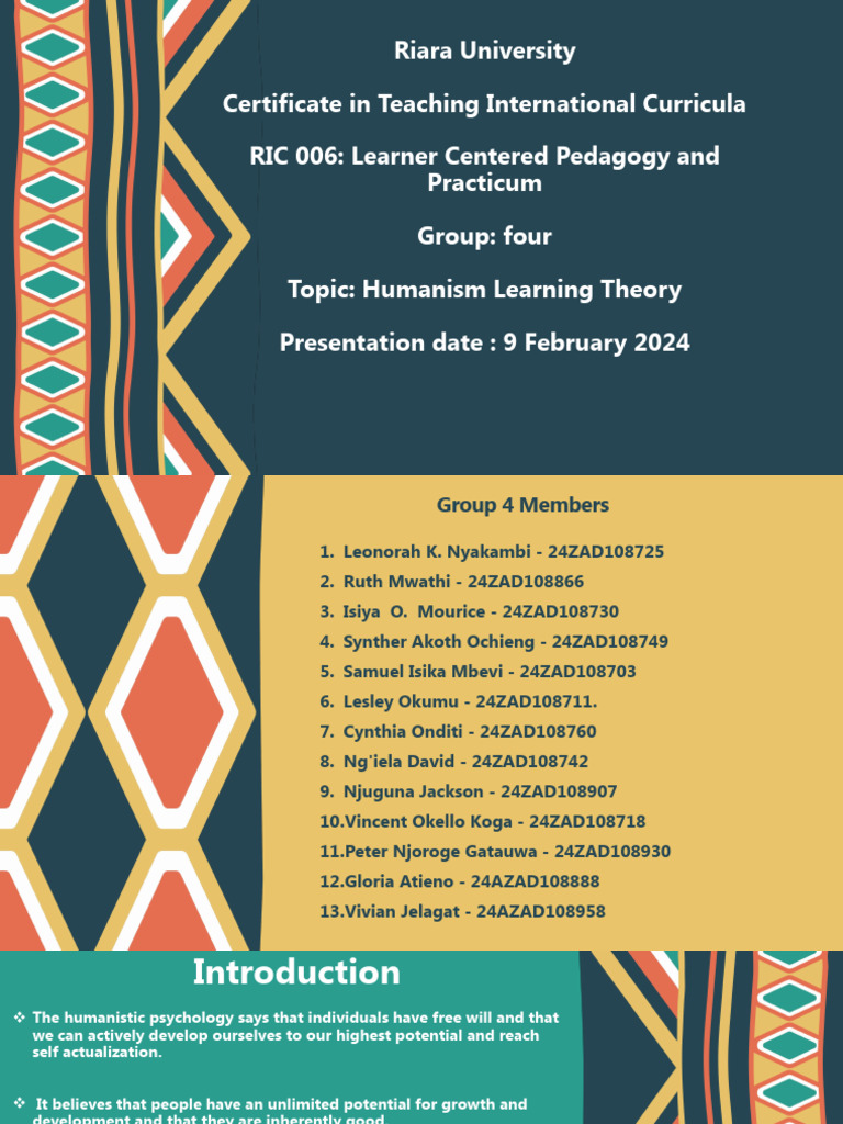 RIC 006 - Group 4 - Humanism Learning Theory | PDF | Learning | Constructivism (Philosophy Of ...