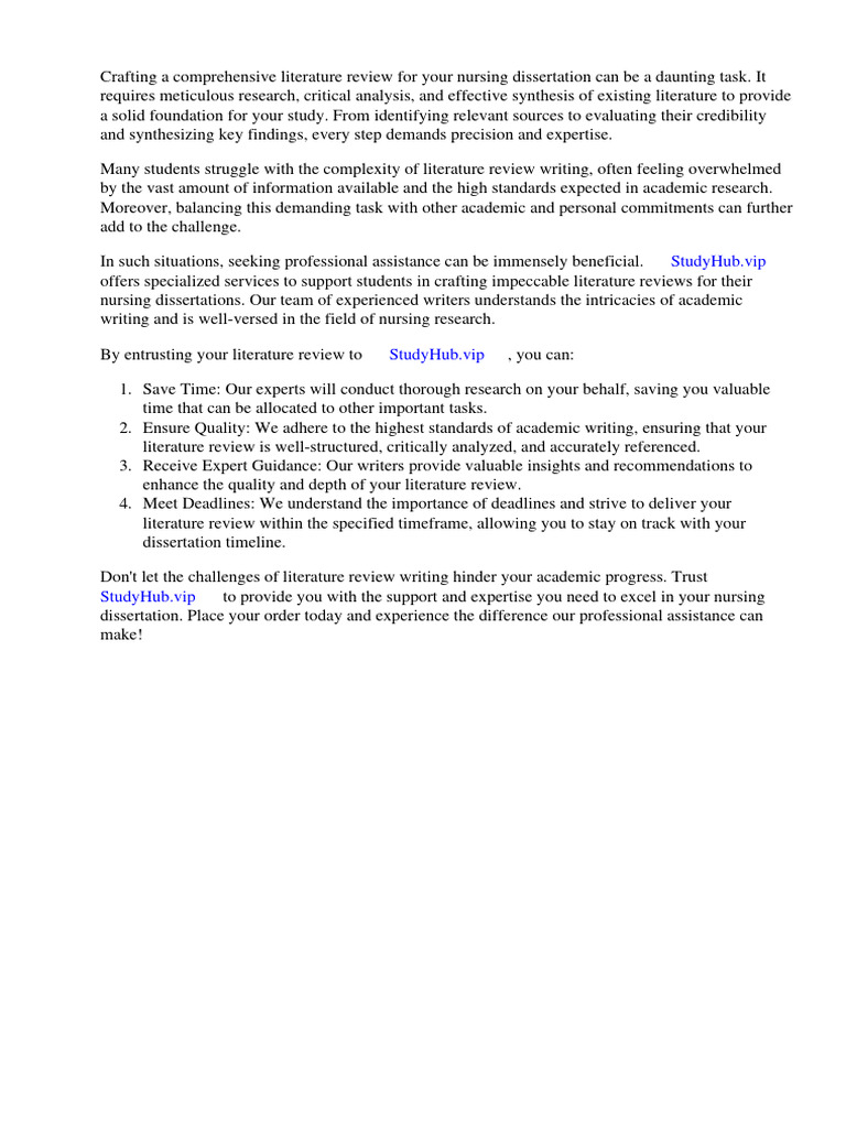 Literature Review Dissertation Nursing | PDF | Nursing | Systematic Review