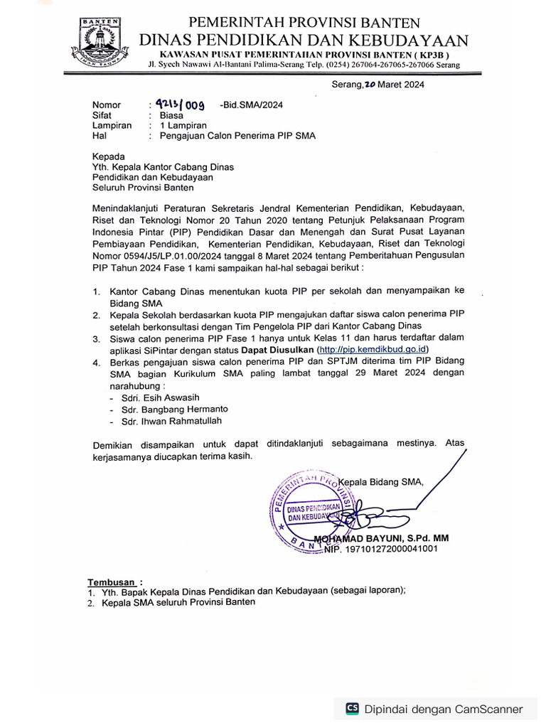 Surat Pengajuan Calon Pip | PDF