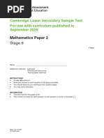 Cambridge Checkpoint Mathematics Test Year9 | PDF | Mathematics ...