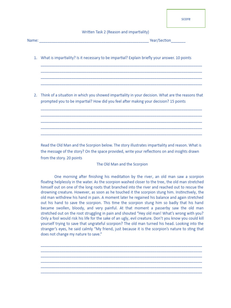 Written Task 2 Reason and Impartiality | PDF