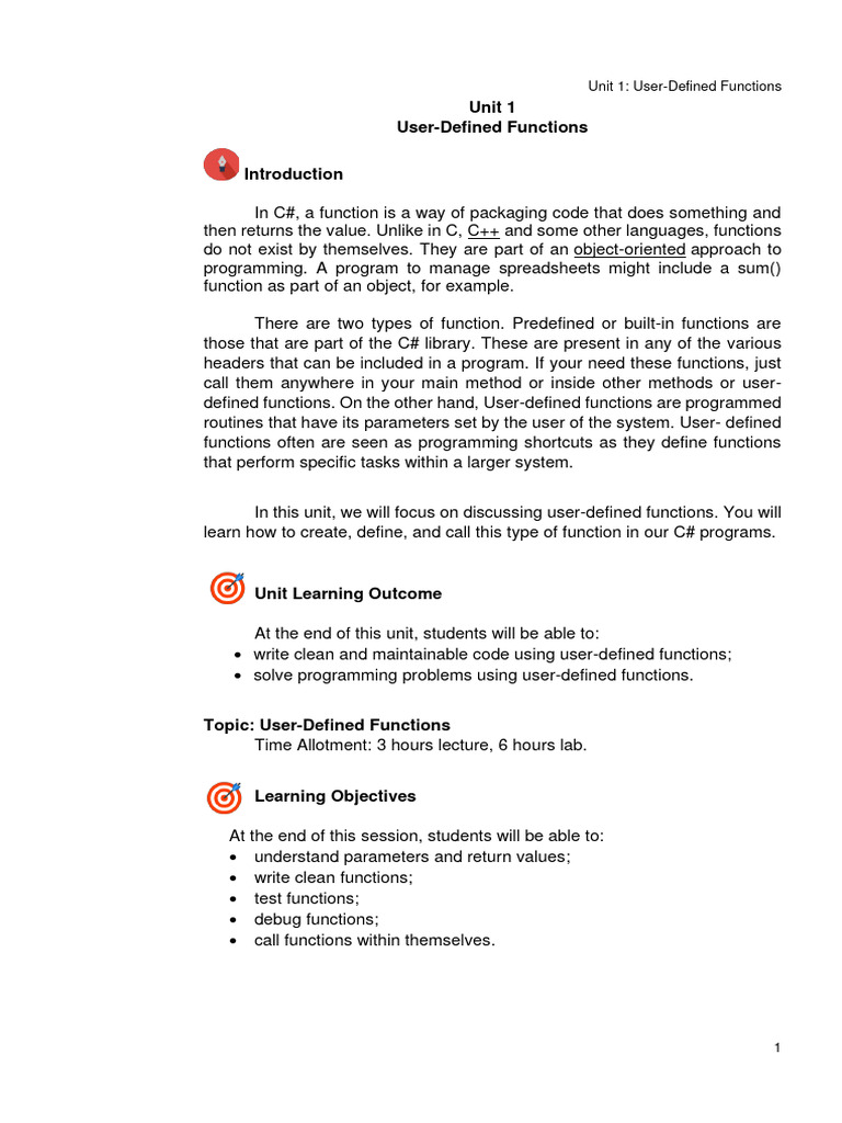 Unit-1-User-Defined-Functions IN COMPUTER PROGRAMMING | PDF | Parameter ... Unit-1-User-Defined-Functions IN COMPUTER PROGRAMMING | PDF | Parameter ...