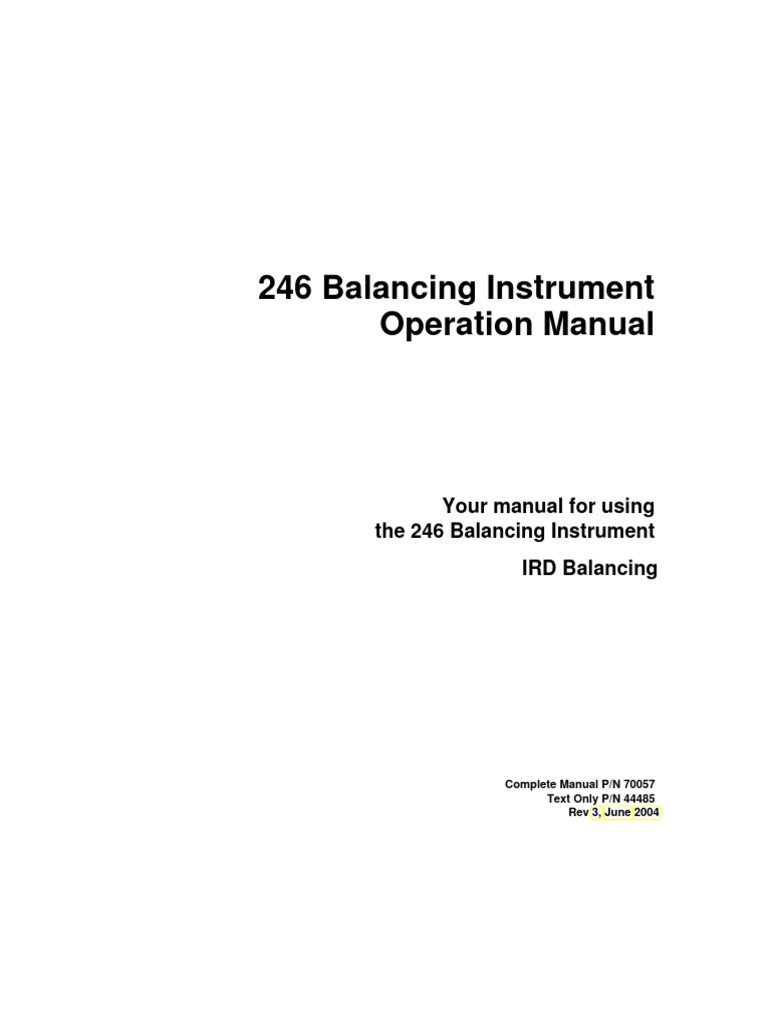 IRD 246 Balancing Instrument Operation Manual | PDF | Legal Liability ...