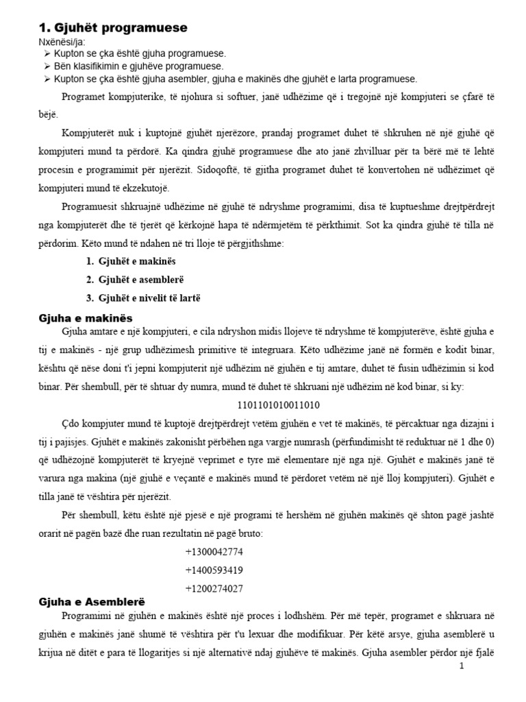 Gjuhët Programuese | PDF