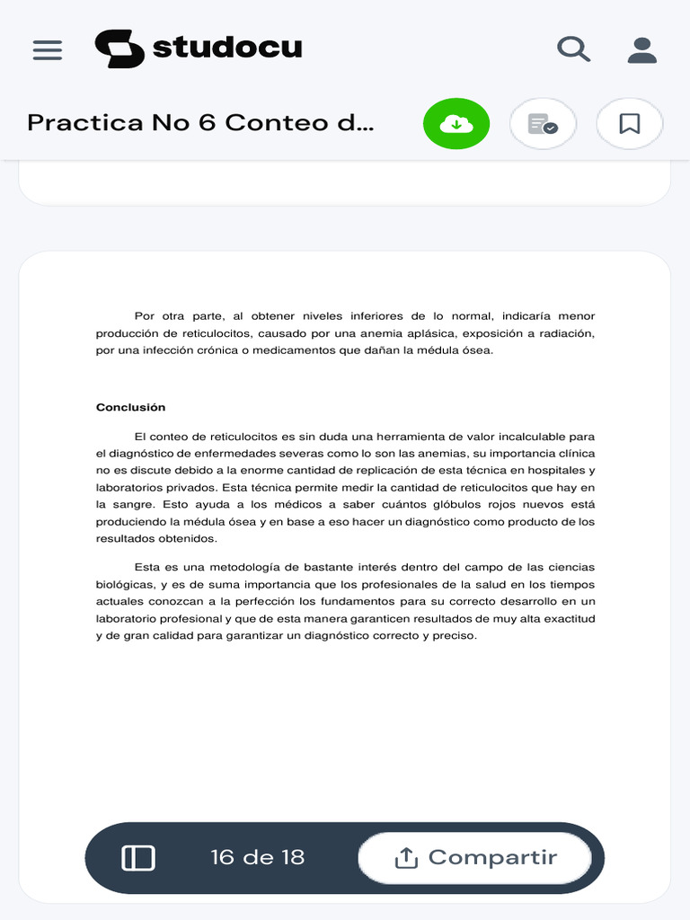 Practica No 6 Conteo de Reticulocitos - Universidad de Sonora Departamento de Ciencias ...