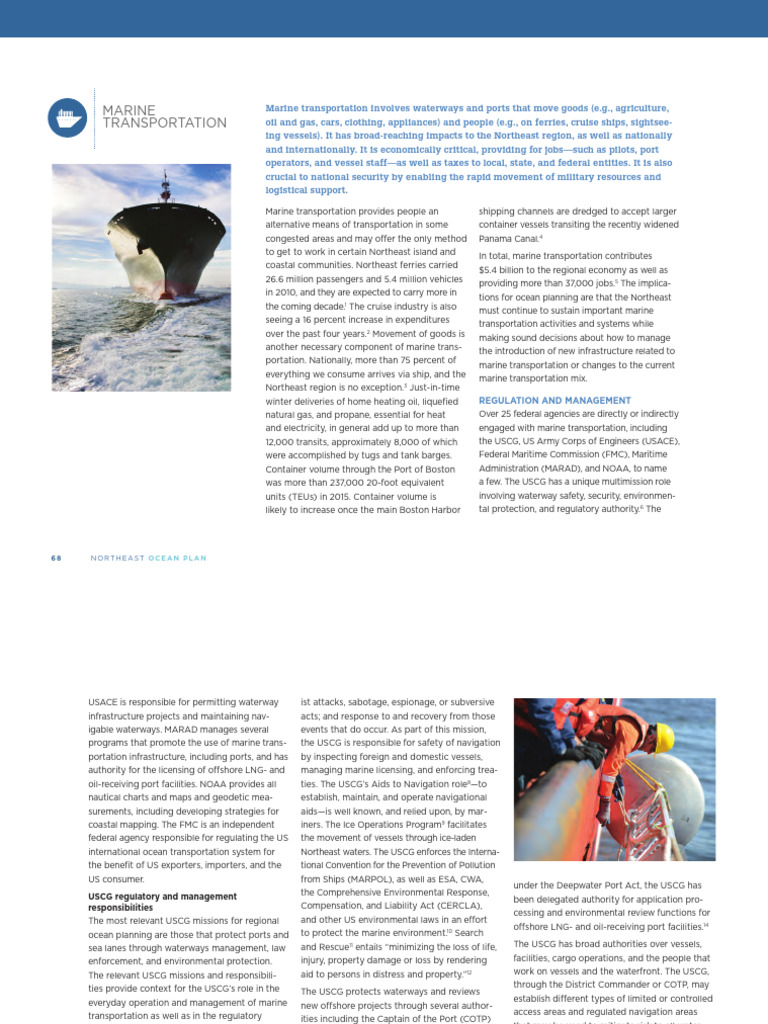 Marine Transportation Section of Northeast Ocean Plan Chapter 3 | PDF ...