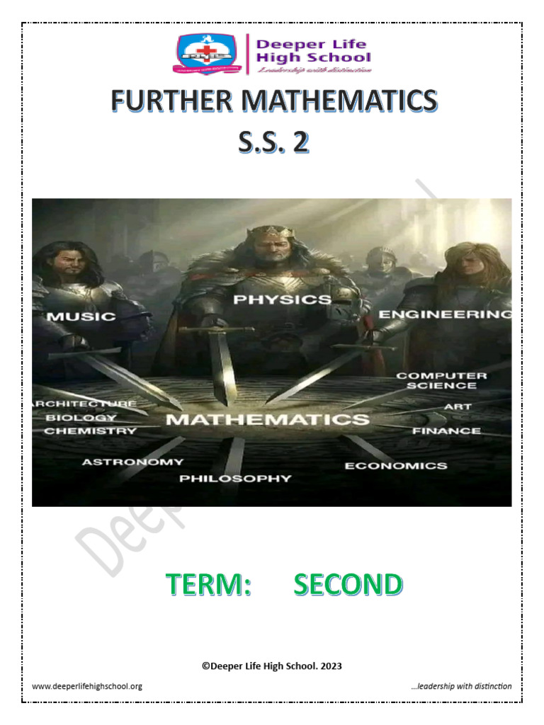 SS2 Further Maths 2ND Term E-Note | PDF | Derivative | Function ...