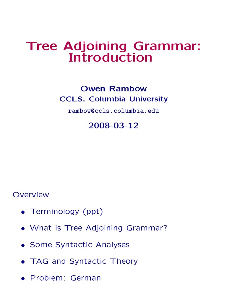 Rambow Slides Leysin Tag | PDF | Lexical Semantics | Syntax