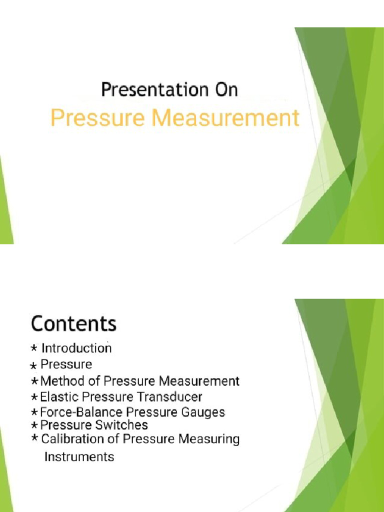 Pressure Measurement PPT | PDF