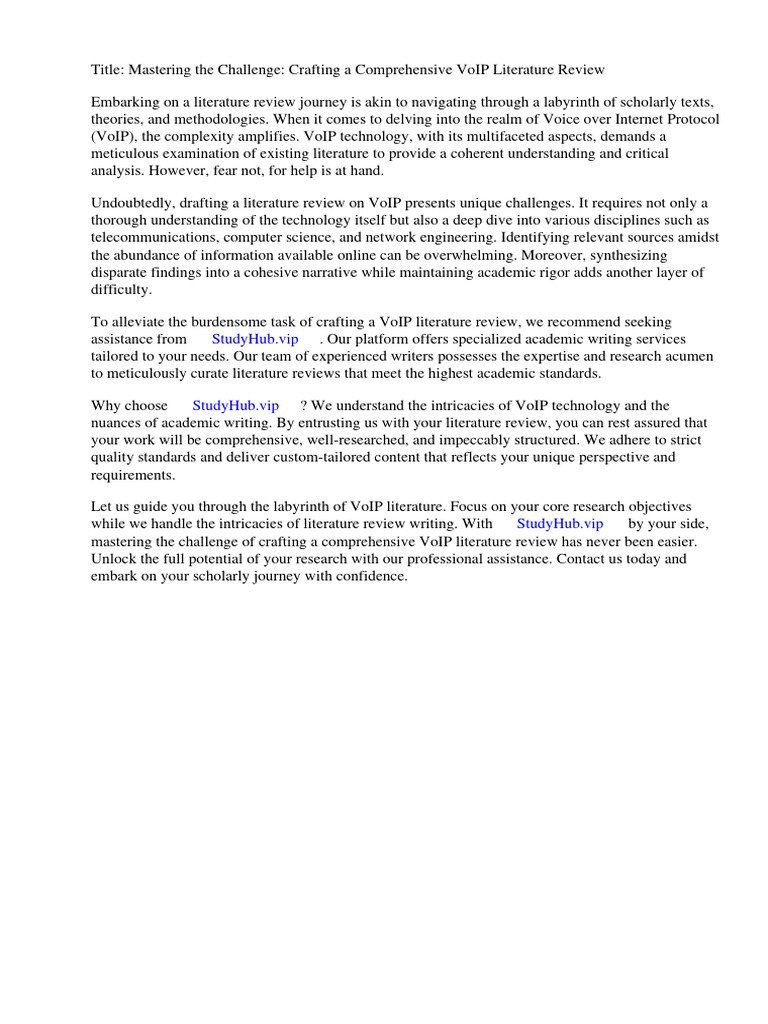 Voip Literature Review | PDF | Voice Over Ip | Telephone