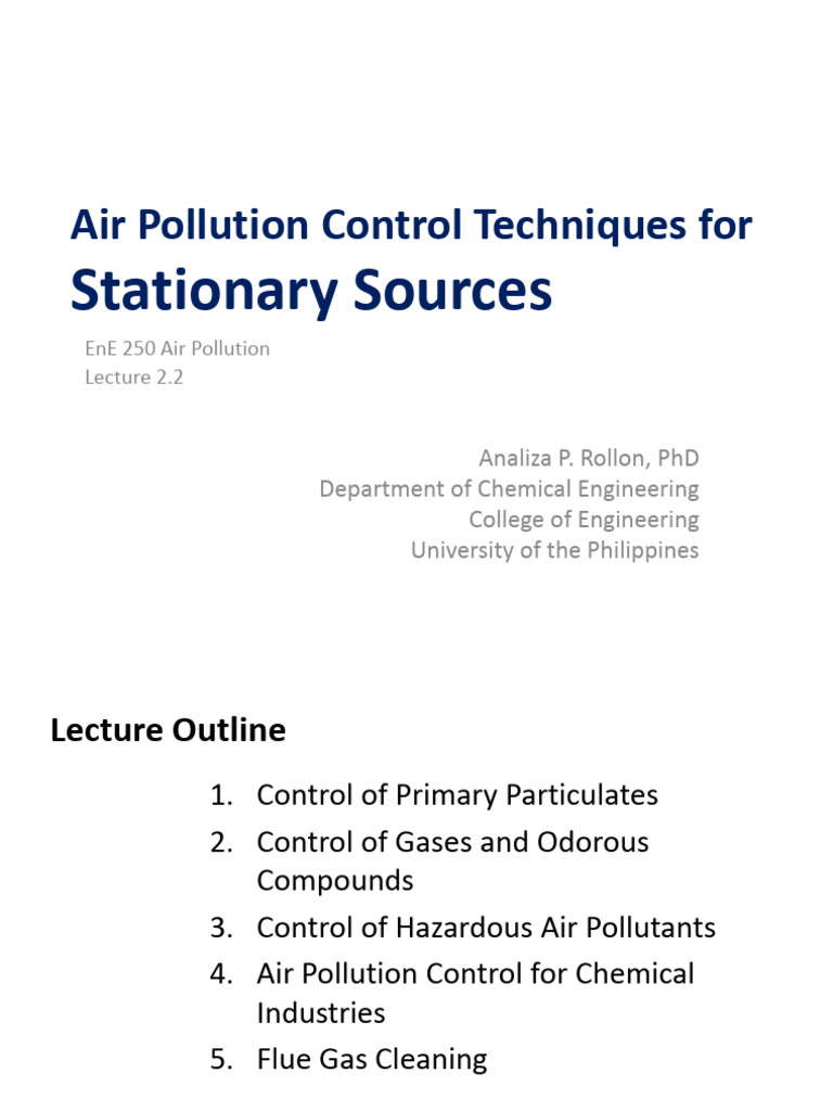 EnE 250 Air Quality Management and Pollution Control Lecture 02 - 2 APC ...