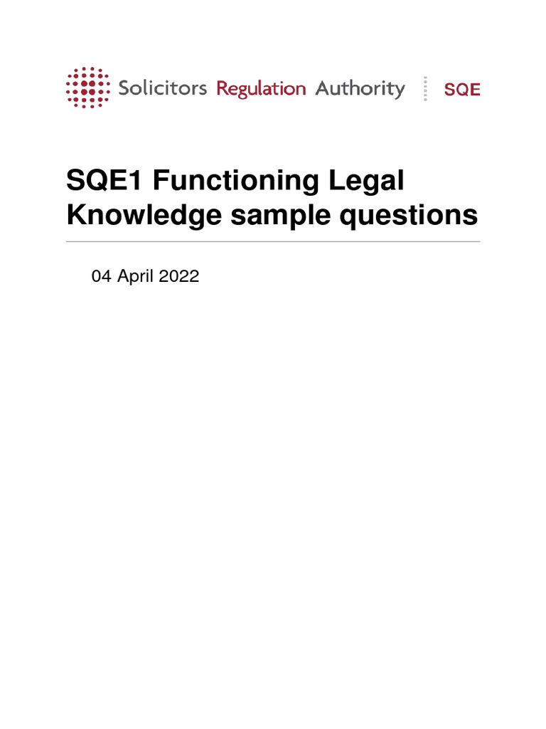 Sqe1 Sample Questions - Final 04 04 2022 | PDF | Burden Of Proof (Law ...