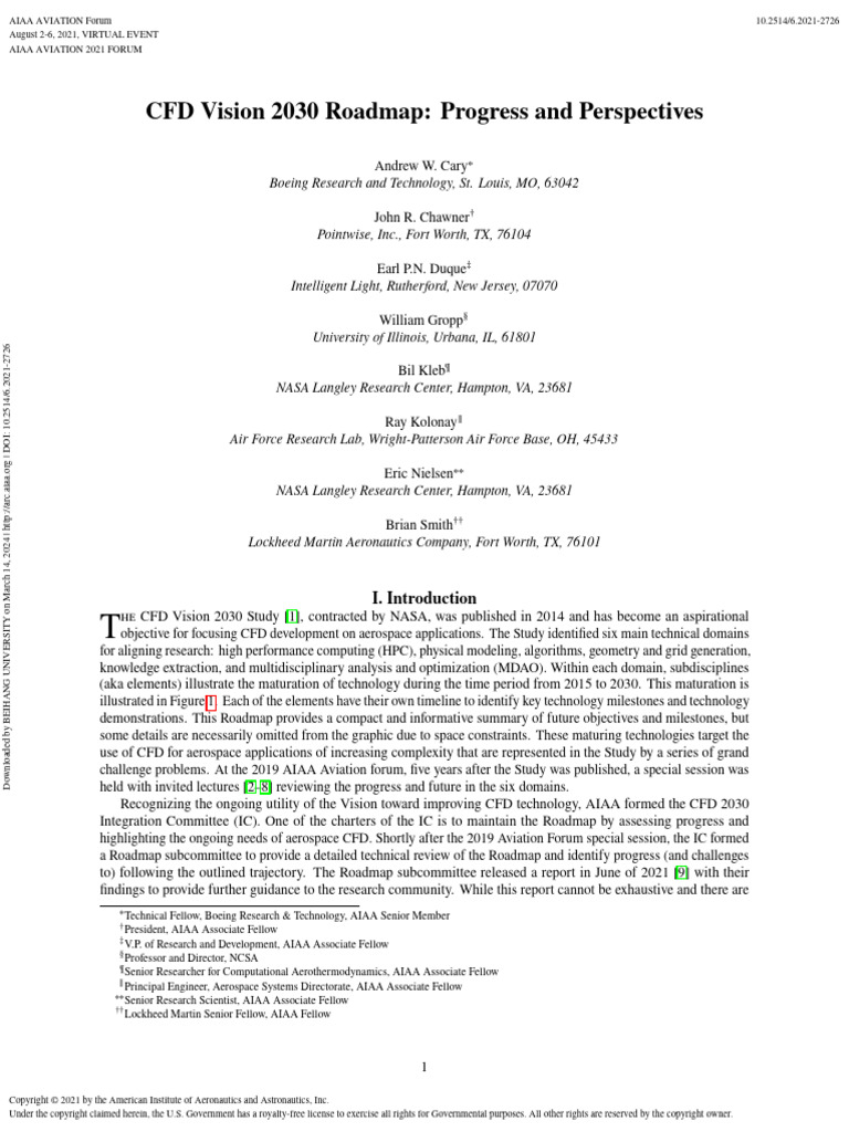 Cary Et Al - 2021 - CFD Vision 2030 Road Map | PDF | Graphics Processing Unit | Central ...