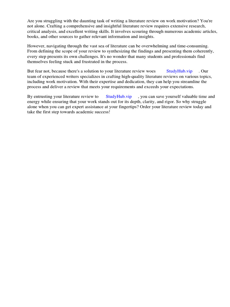 Literature Review Work Motivation | PDF | Motivational | Motivation Literature Review Work Motivation | PDF | Motivational | Motivation