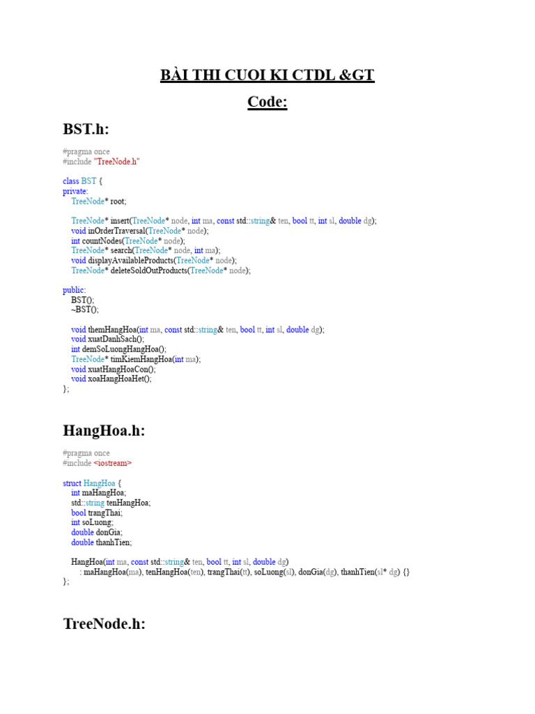 BÀI THI CUOI KI CTDL | PDF | Computer Data | Computing