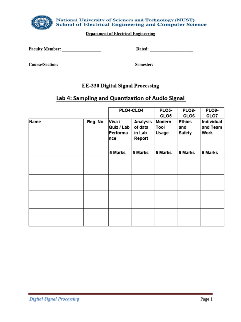 lab4DSPBEE13 sampling | PDF | Sampling (Signal Processing) | Low Pass Filter