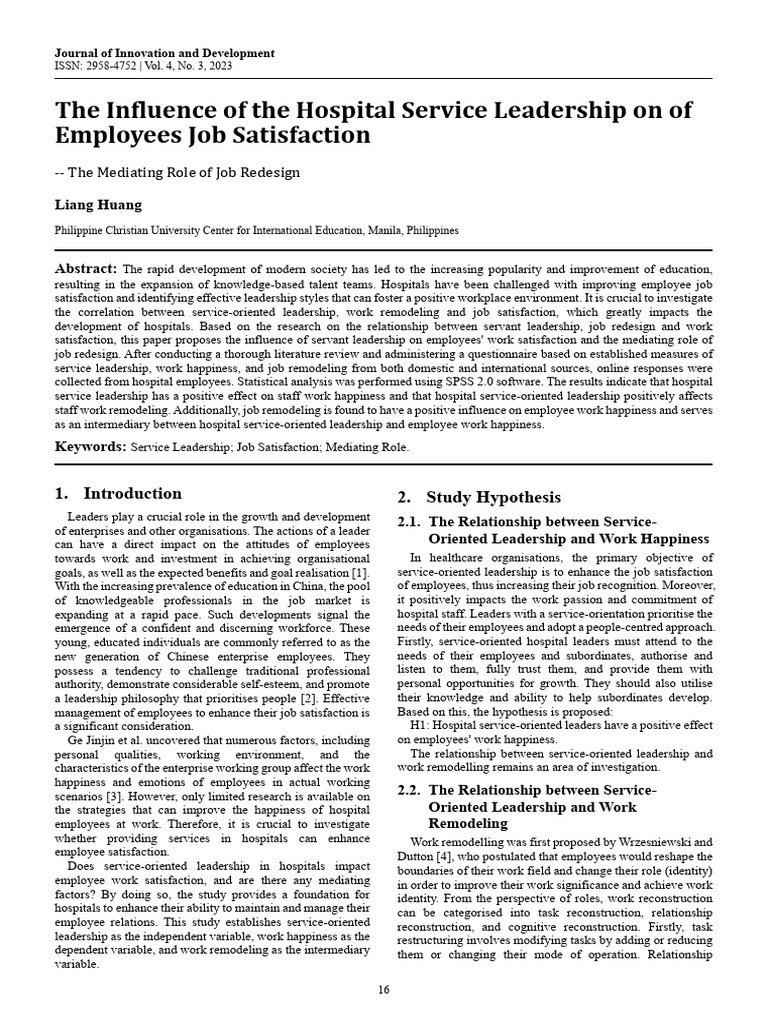 The - Influence - of - The - Hospital - Service - Leadership - o | PDF | Job Satisfaction ...
