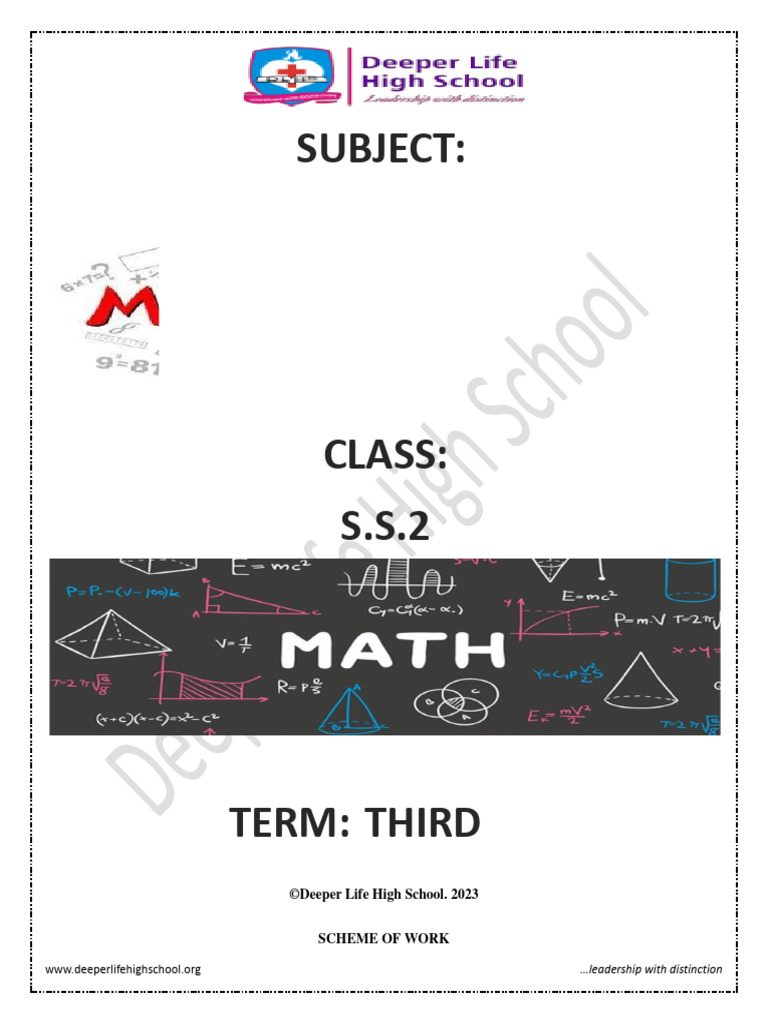 Ss 2 Mathematics Third Term e Note | PDF | Mode (Statistics) | Mean