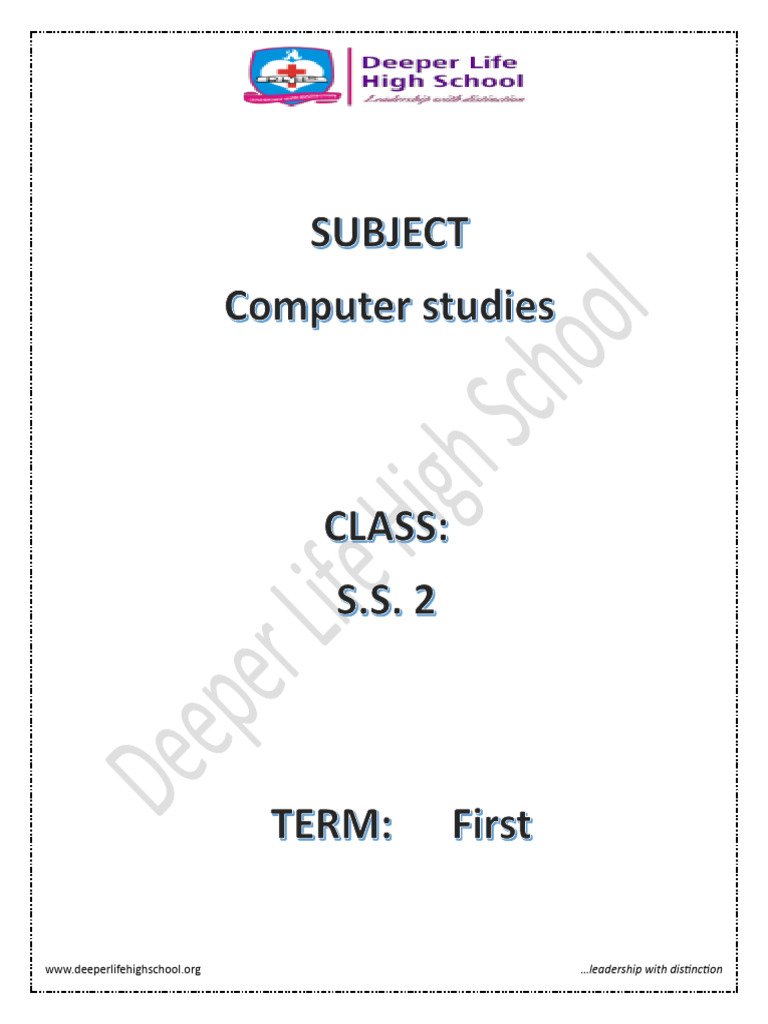 Ss2 E-Note First Term Computer | PDF | Central Processing Unit | Computer Data Storage