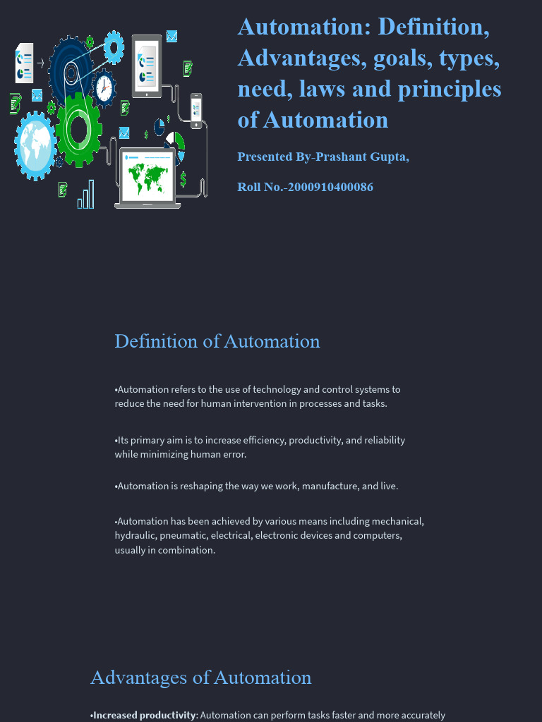 Automation Definition Advantages Goals Types Need Laws and Principles ...