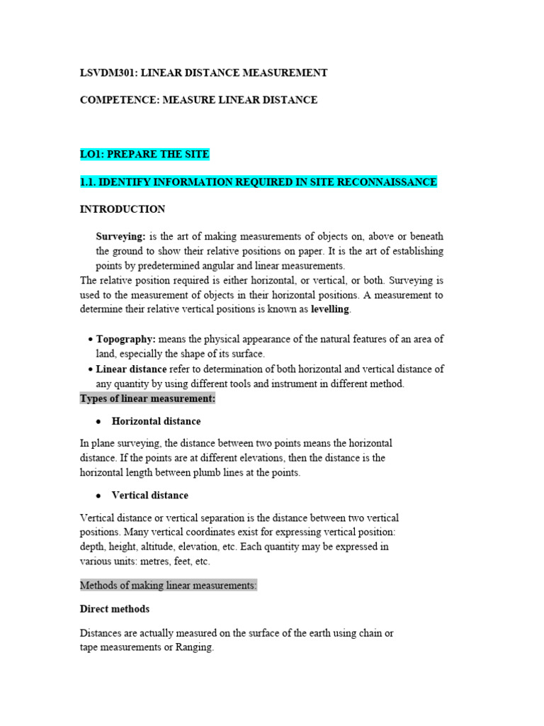 Linear Distance Measurent Document | PDF | Surveying | Personal ...