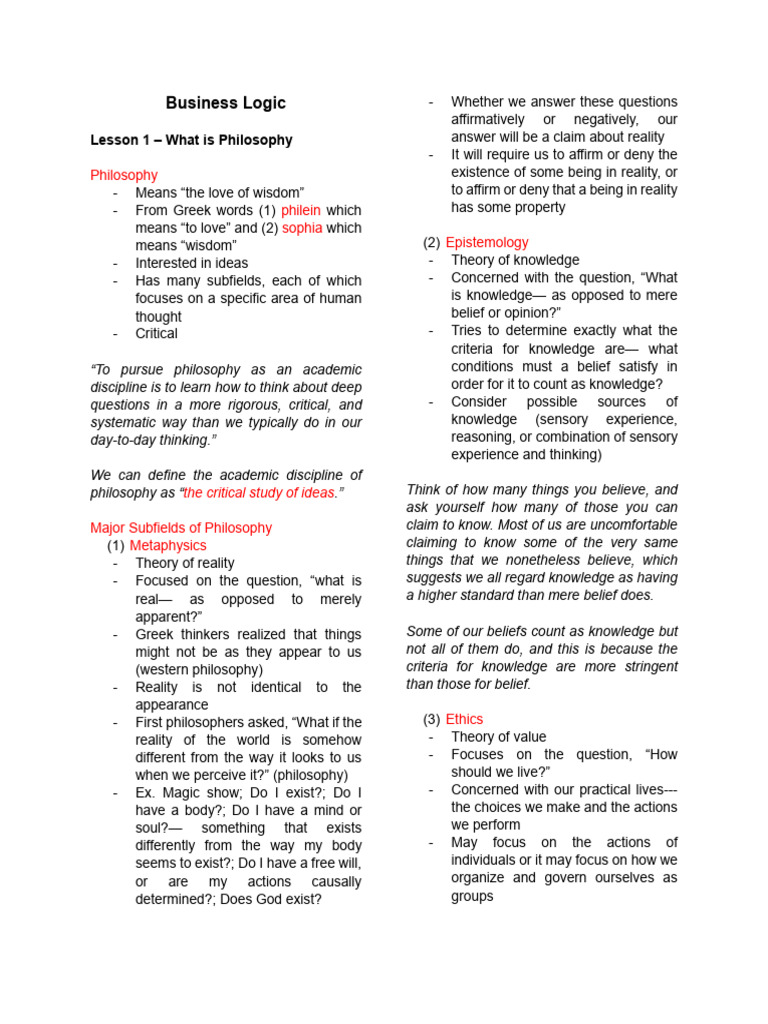 Business Logic - Lesson 1 | PDF | Argument | Reason