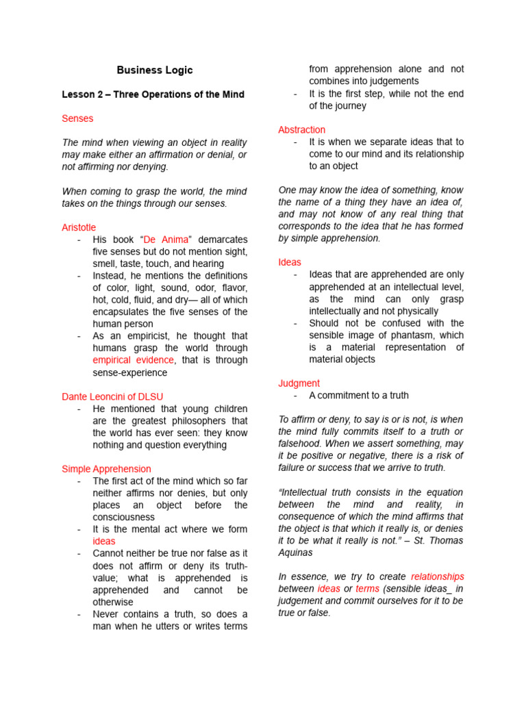 Understanding Mind Operations in Logic | PDF | Truth | Idea
