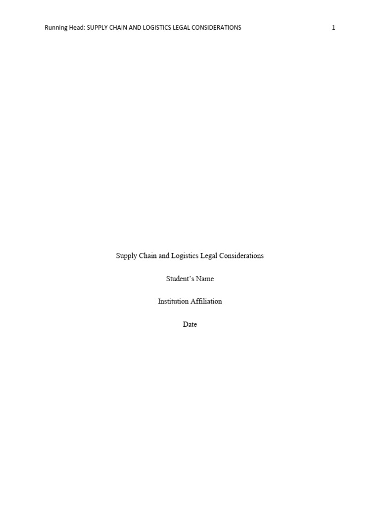 Supply Chain and Logistics Legal Considerations - Edited | PDF ...