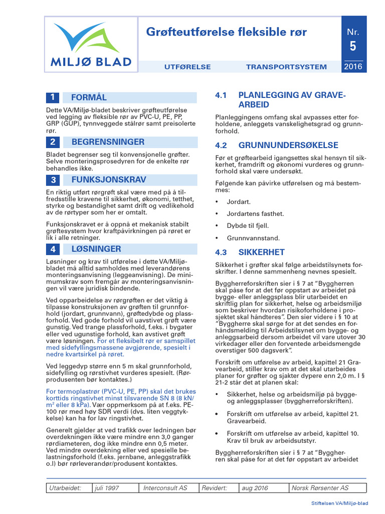 Blad-5 - 19.09.16 GRØFTEUTFØRELSE FLEKSIBLE RØR | PDF