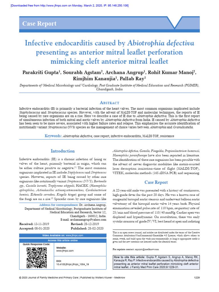 4. Abiotrophia_defectiva | PDF | Heart | Diseases And Disorders