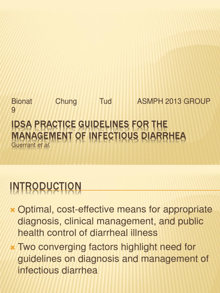 IDSA Practice Guidelines For The Management of Infectious | Diarrhea ... IDSA Practice Guidelines For The Management of Infectious | Diarrhea ...
