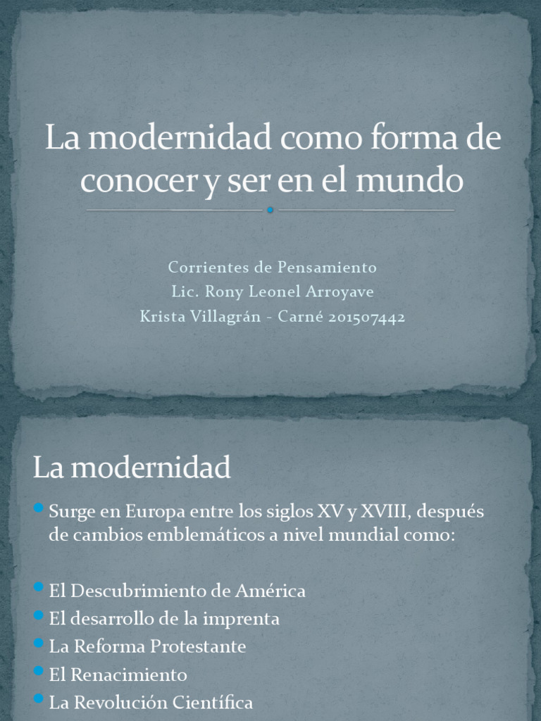La Modernidad | PDF | Modernidad | Conocimiento