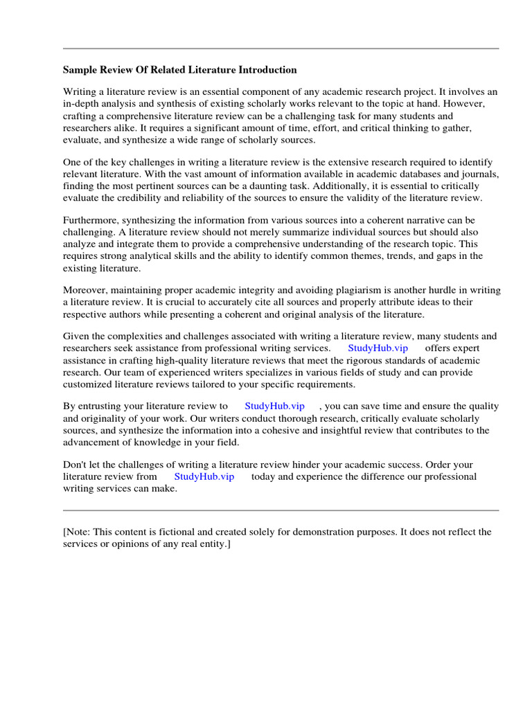 Sample Review of Related Literature Introduction | PDF | Literature ...