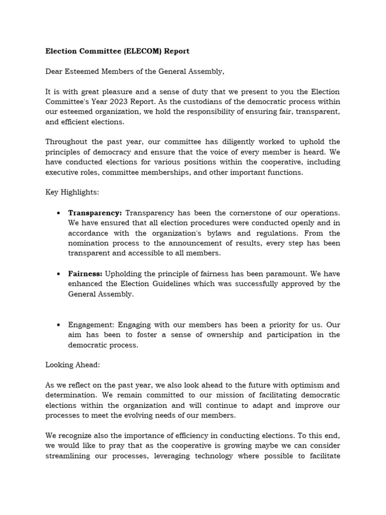 Cooperative Committee Reports | PDF | Audit | Mediation