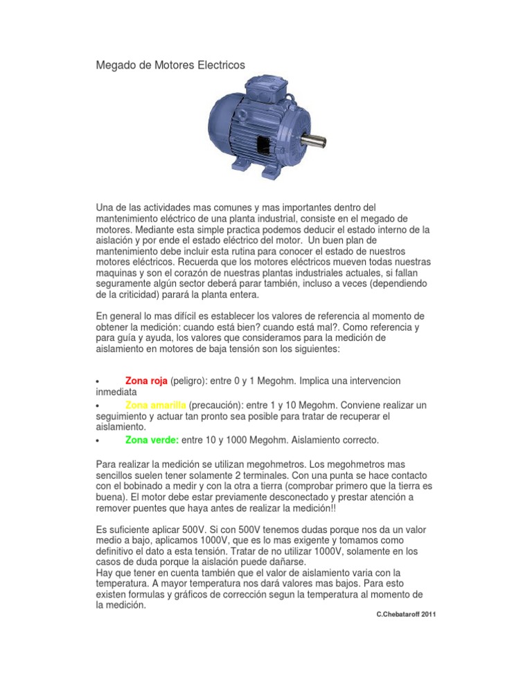 Megado de Motores Eléctricos: Guía Práctica | PDF | Medición | Temperatura