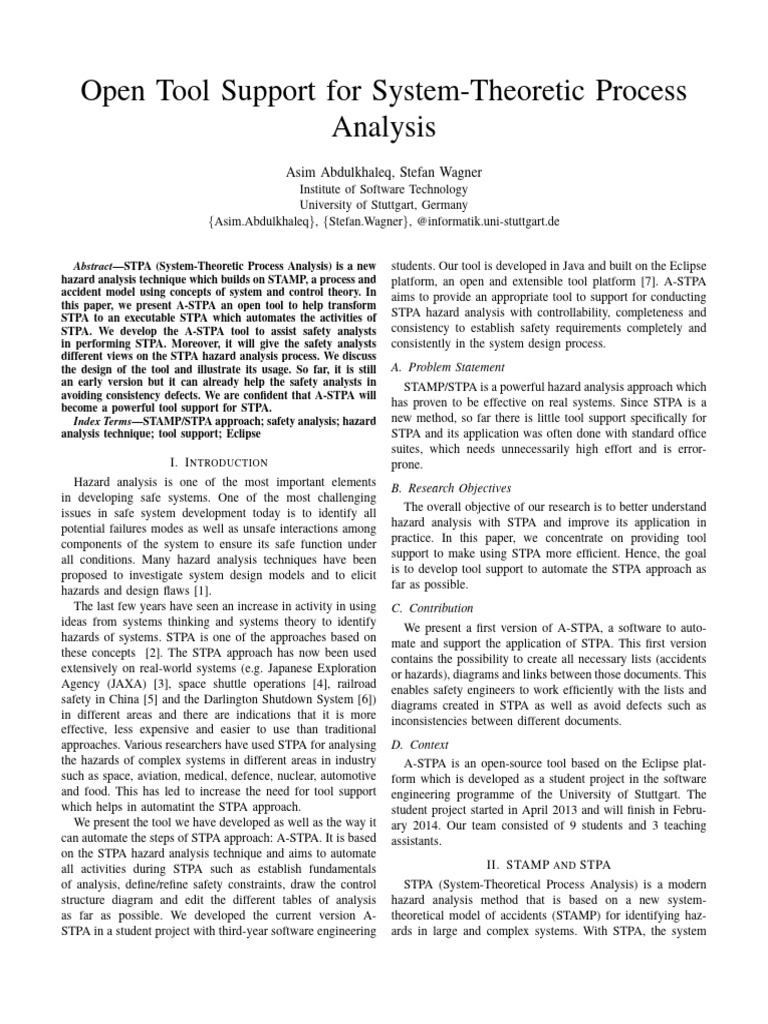 Tool Support For System Theoretic Process Analysis | PDF | System | Analysis