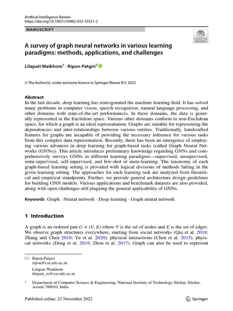 A Survey Of Graph Neural Networks In Various Learning Paradigms Methods Applications And