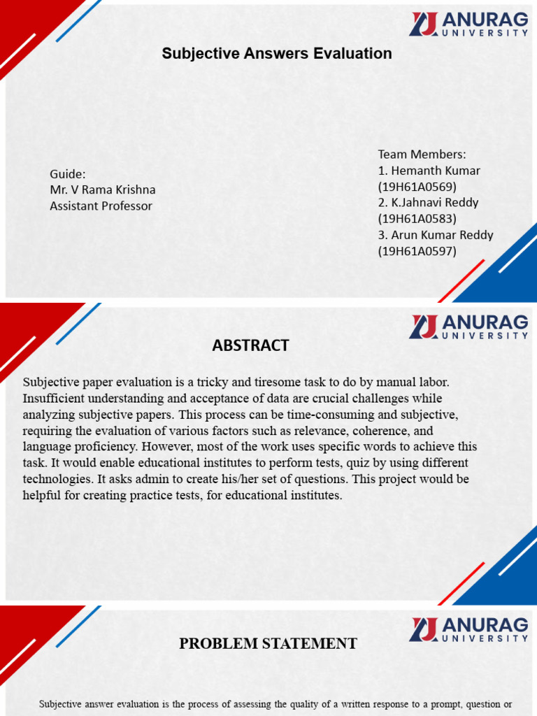 Automated Subjective Answer Evaluation | PDF | Evaluation | Software