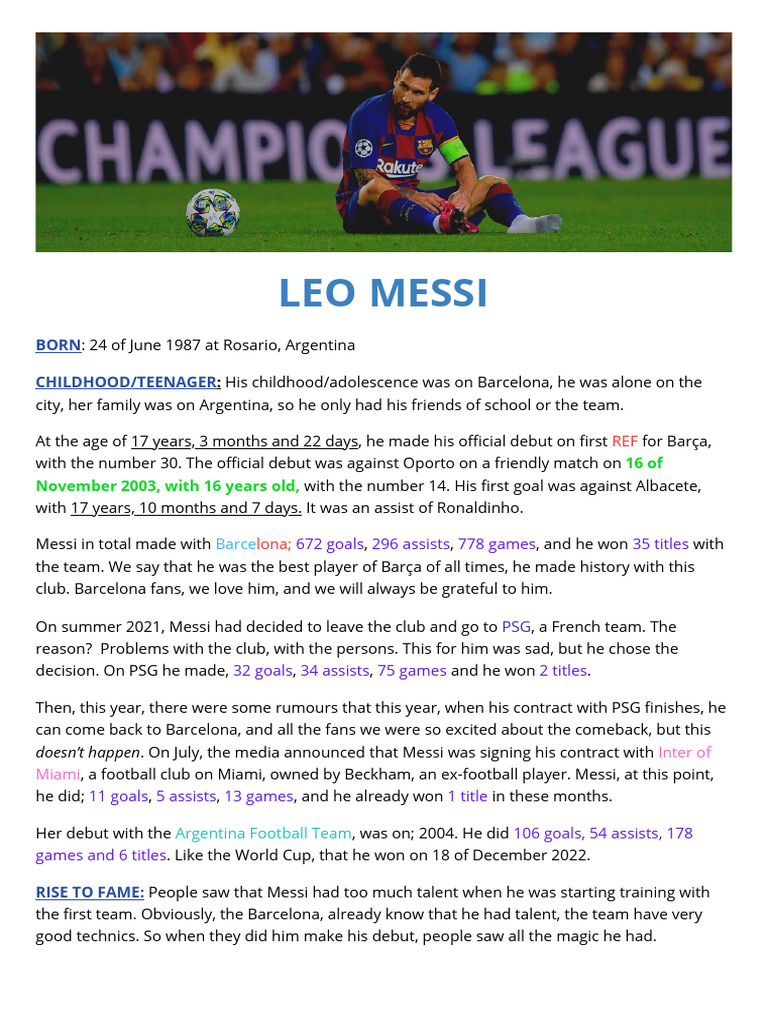 Leo Messi | PDF | Lionel Messi | Fc Barcelona