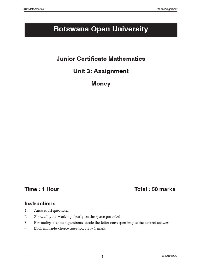 JC Mathematics Unit 3 Assignment | PDF | Interest | Prices
