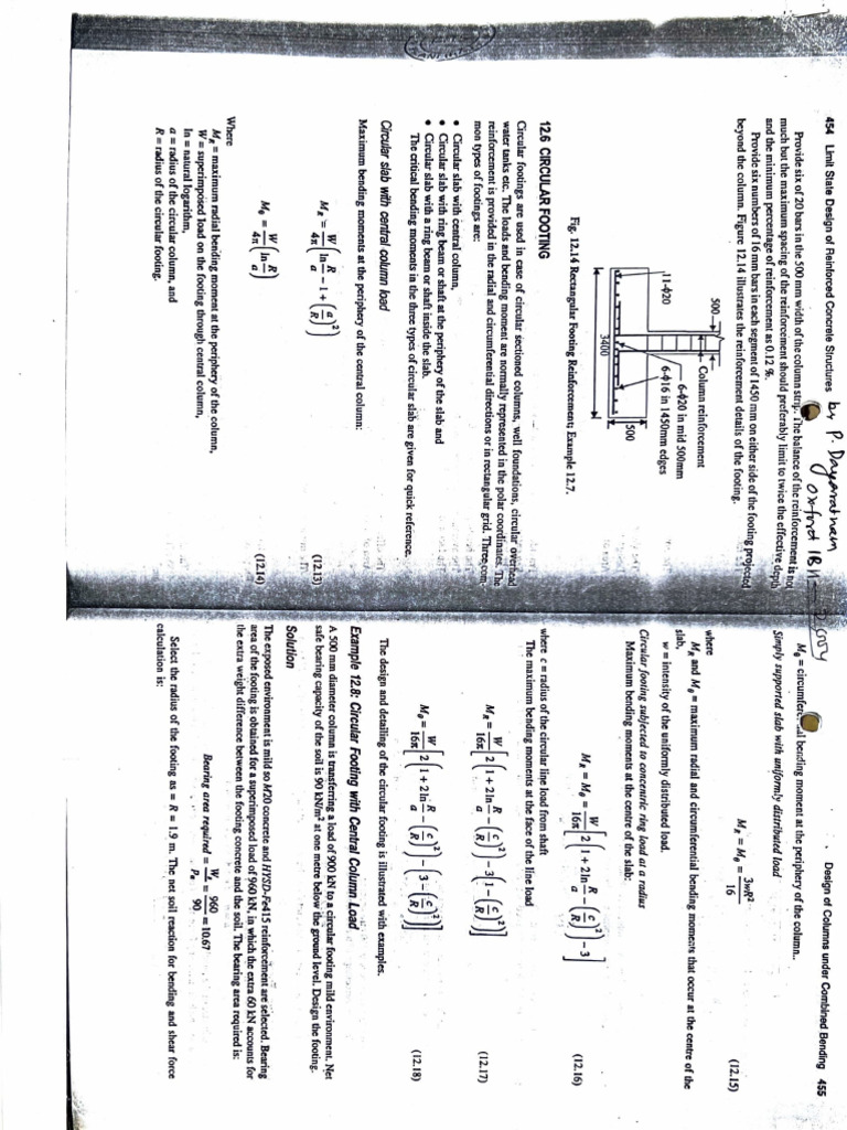 Circular Footing Short Note | PDF | Bending | Beam (Structure)