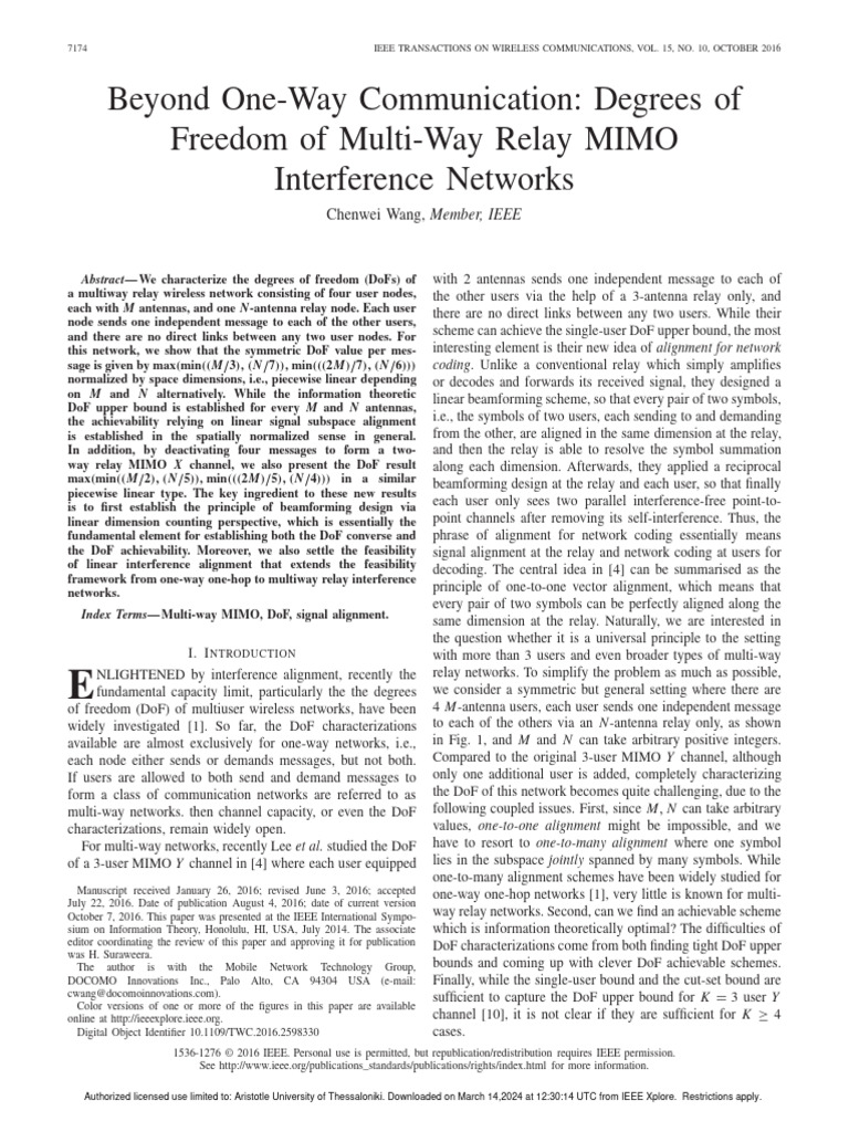 Beyond One-Way Communication Degrees of Freedom of Multi-Way Relay MIMO ...