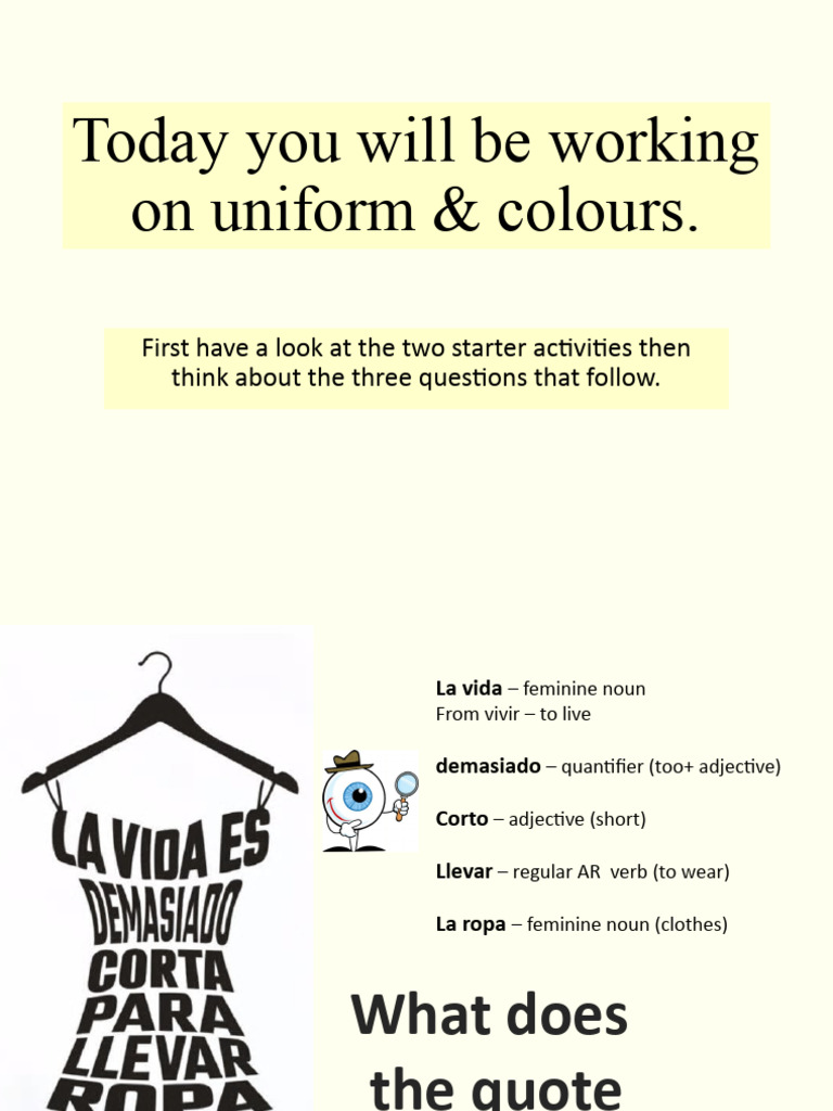 School Uniforms: Colors and Descriptions | PDF | Adjective | Language ...