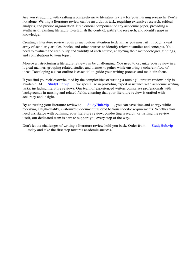 Nursing Literature Review Outline Example | PDF | Literature Review ...