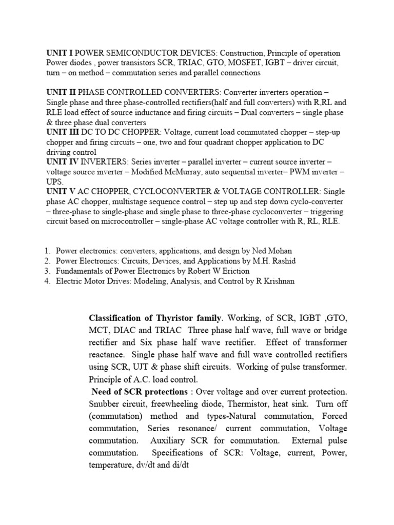 Power Electronics Syllabus | PDF | Power Inverter | Power Electronics