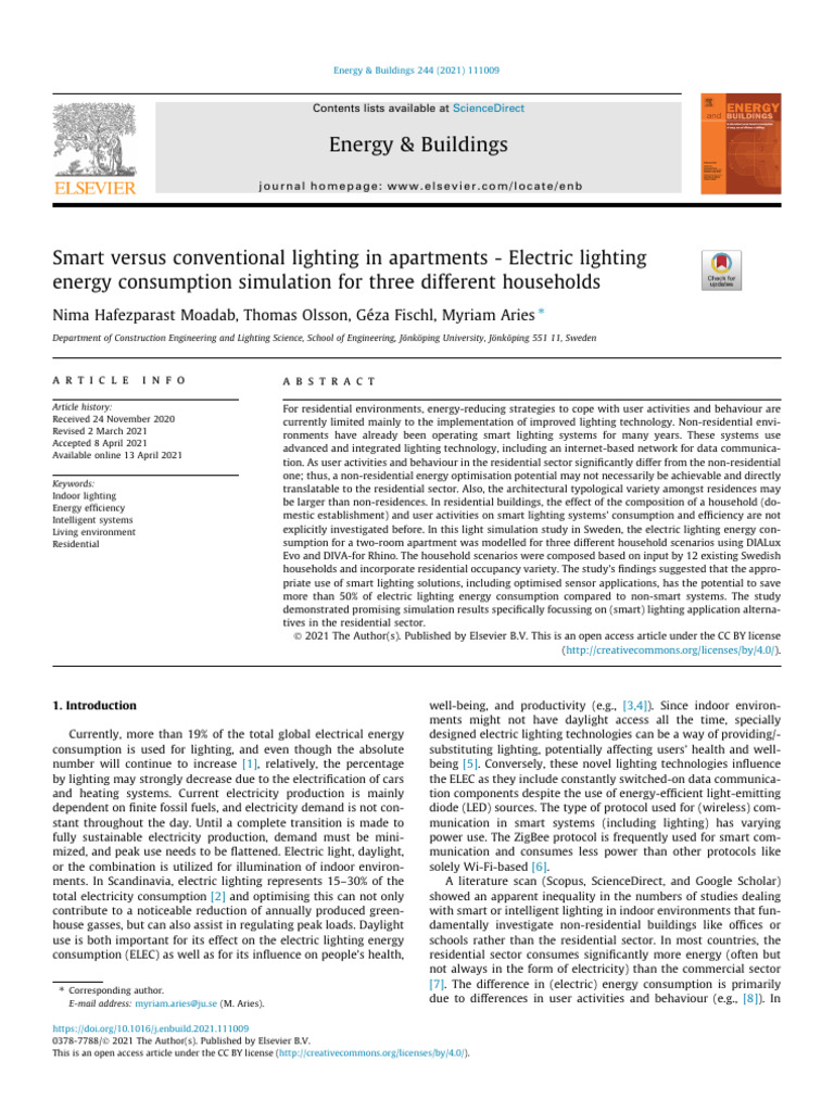 Eletric Lighting Energy Consumption Simulation Pdf Lighting