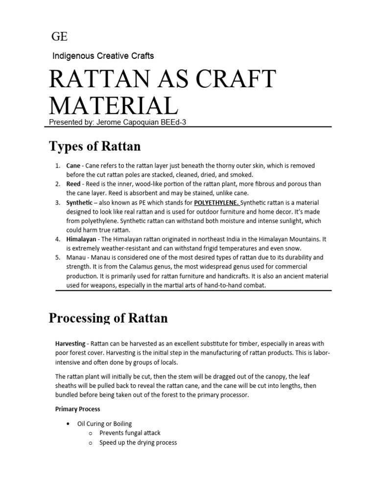 Types and Process of Rattan | PDF