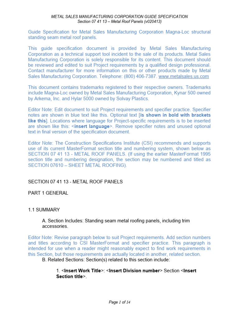 Specification Guide 20 | Download Free PDF | Sheet Metal ...