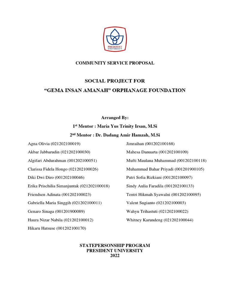 Group 3 & 4 - Statepersonship Proposal (ENG) | Download Free PDF | Orphanage | Human Development