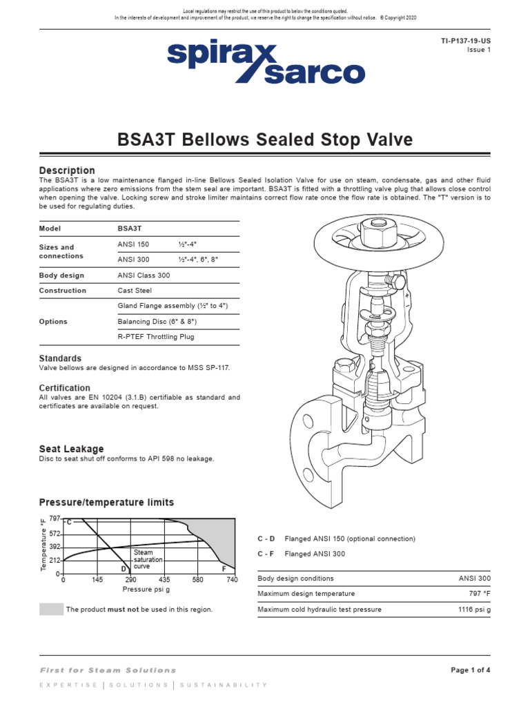Technical Sheet BSA3T | PDF | Valve | Mechanical Engineering
